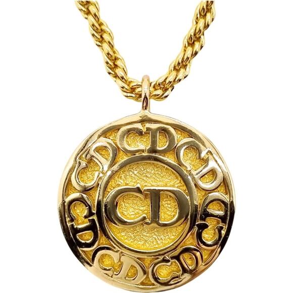 Dior | Jewelry | Christian Dior Cd Cutout Logo Gold Chain Necklace ...